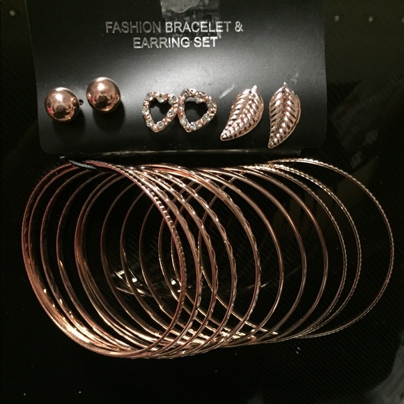 Jewelry | Rose Gold Bracelet Matching Earrings Set | Poshmark